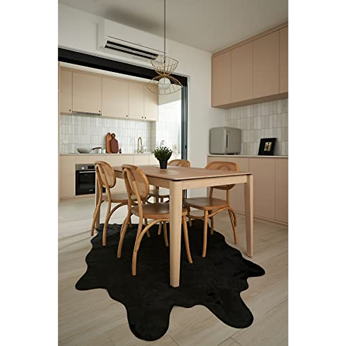 NativeSkins Faux Cowhide Rug Large (4.6ft x 6.6ft) - Black Midnight Cow Print Area Rug with No-Slip Backing