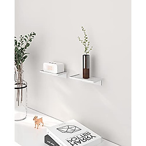 AREAJD 2 Pack Adhesive Wall Shelf, Stick on Shelf, Floating Shelves Wall, Bedside Shelf Wall Mount, Phone Holder for Wall, Acrylic Outlet Shelf for for Security Cameras, Baby Monitors, Speakers
