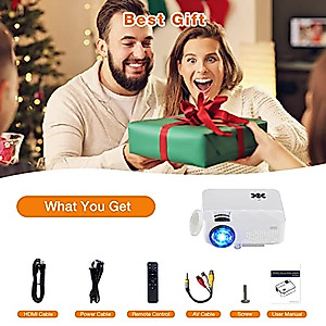 WiFi Projector, 1080P Full HD Supported Mini Movie Projector Home Portable Projector Compatible with TV Stick Smartphone HDMI USB AV, for Outdoor Movies