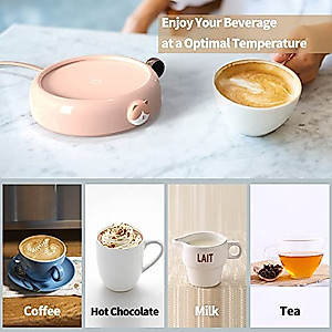 Coffee Warmer Smart Coffee Mug Warmer for Desk Auto Shut Off, 3 Temperature Setting LED Display 20W Cup Warmer for Coffee Tea Milk Beverage Candle Wax Warming Coffee Gifts Office - No Cup Pink