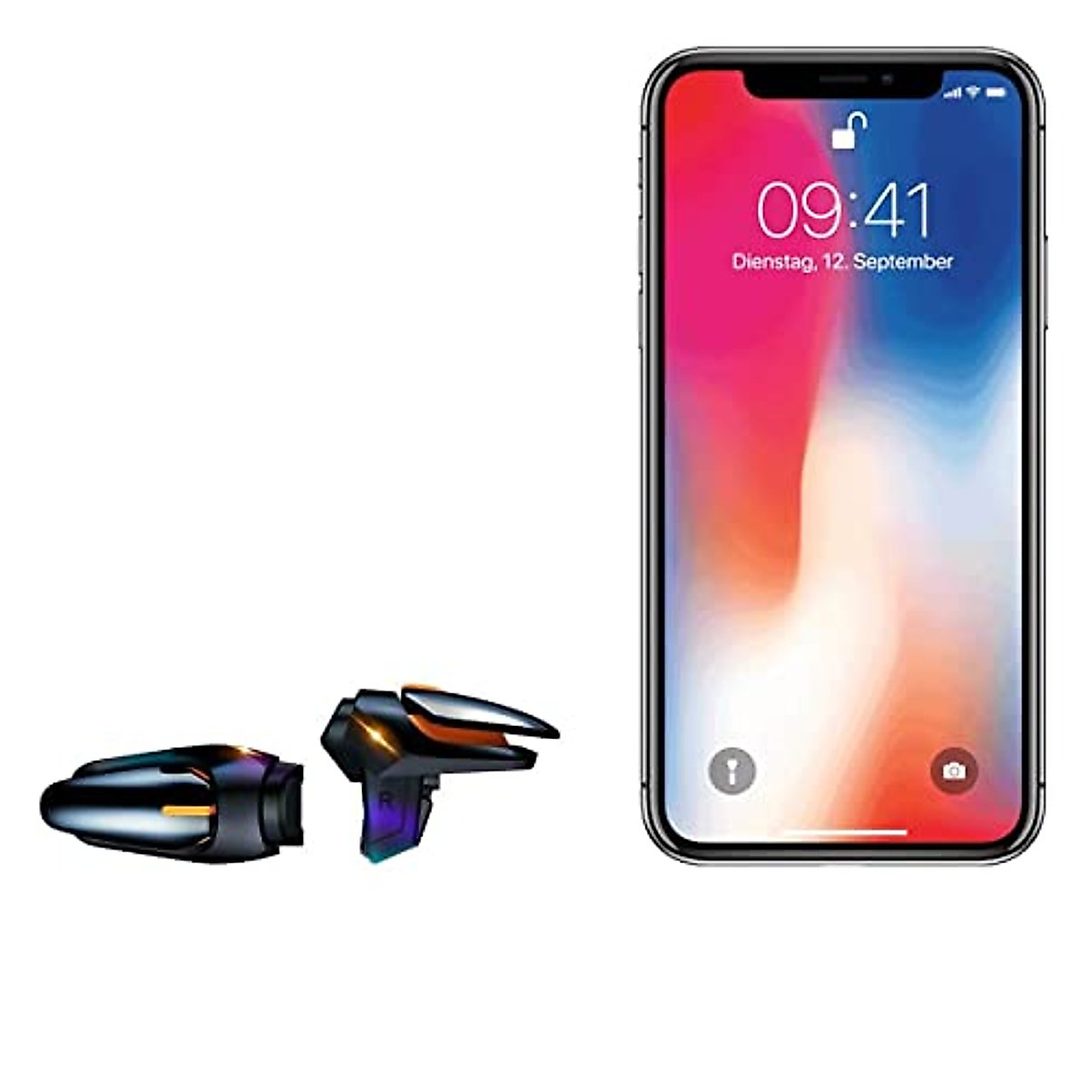 BoxWave Gaming Gear Compatible With iPhone X - Touchscreen QuickTrigger Auto, Trigger Buttons Autofire Gaming Mobile FPS - Jet Black