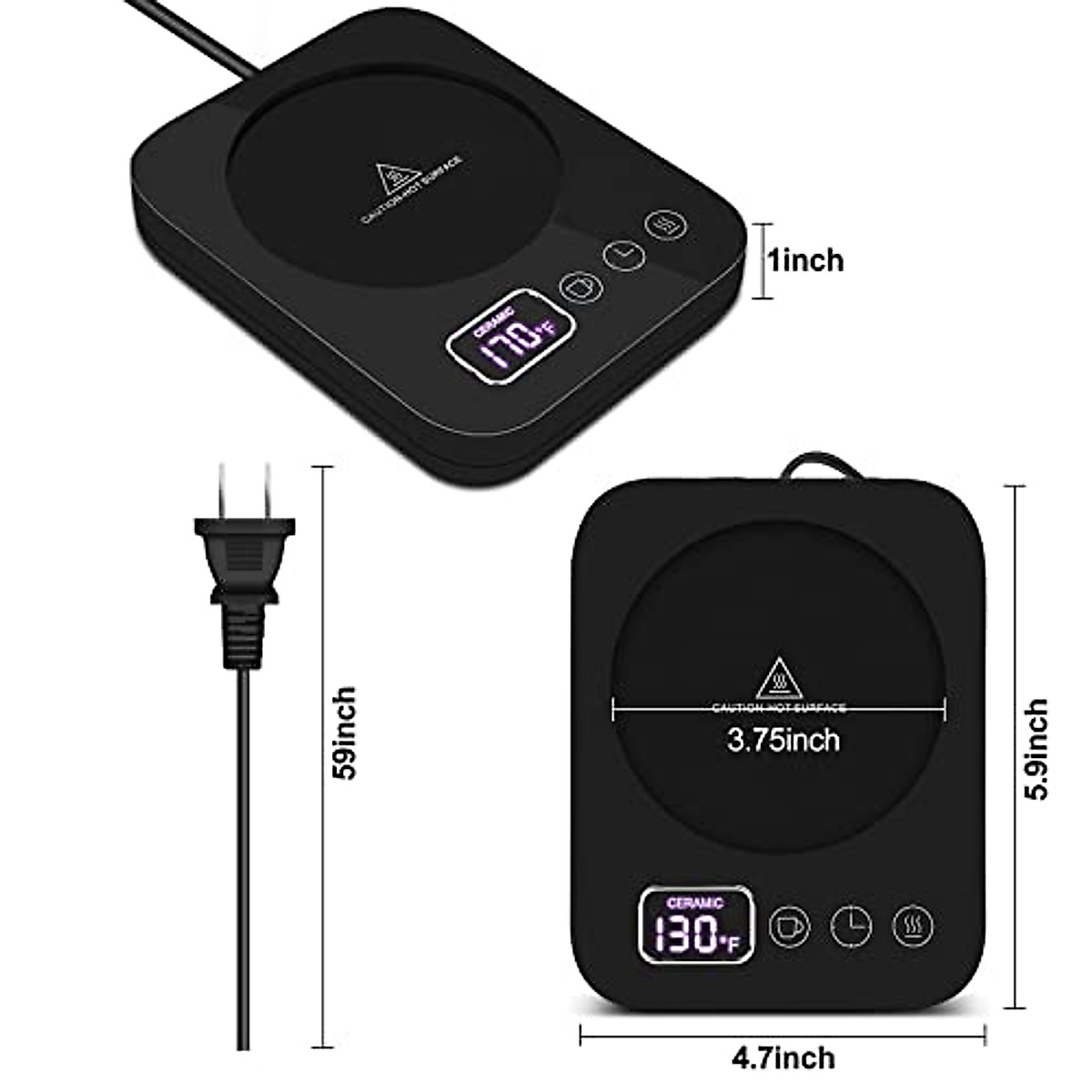 Coffee Mug Warmer - Cup Warmer for Desk Candle Warmer Automatic Shut Off, Smart Beverage Warmer with 3 Temperature Settings Touch Switch for Coffee, Water, Milk, Tea, Safely Use for Office/Home