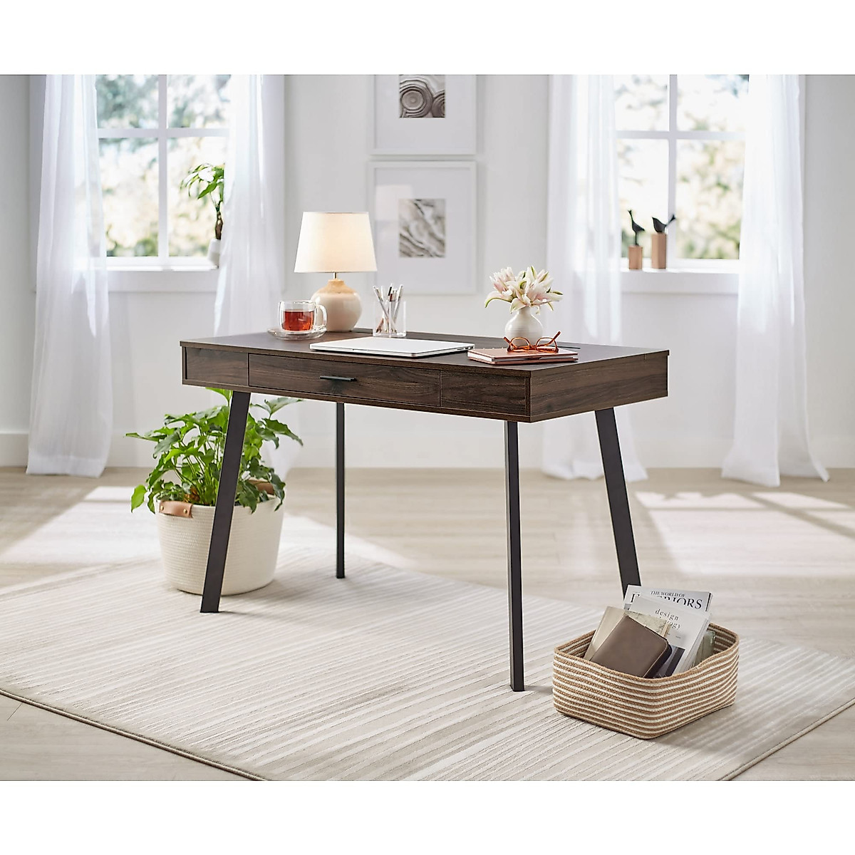 Realspace® 48"W Lancott Computer Desk, Dark Brown