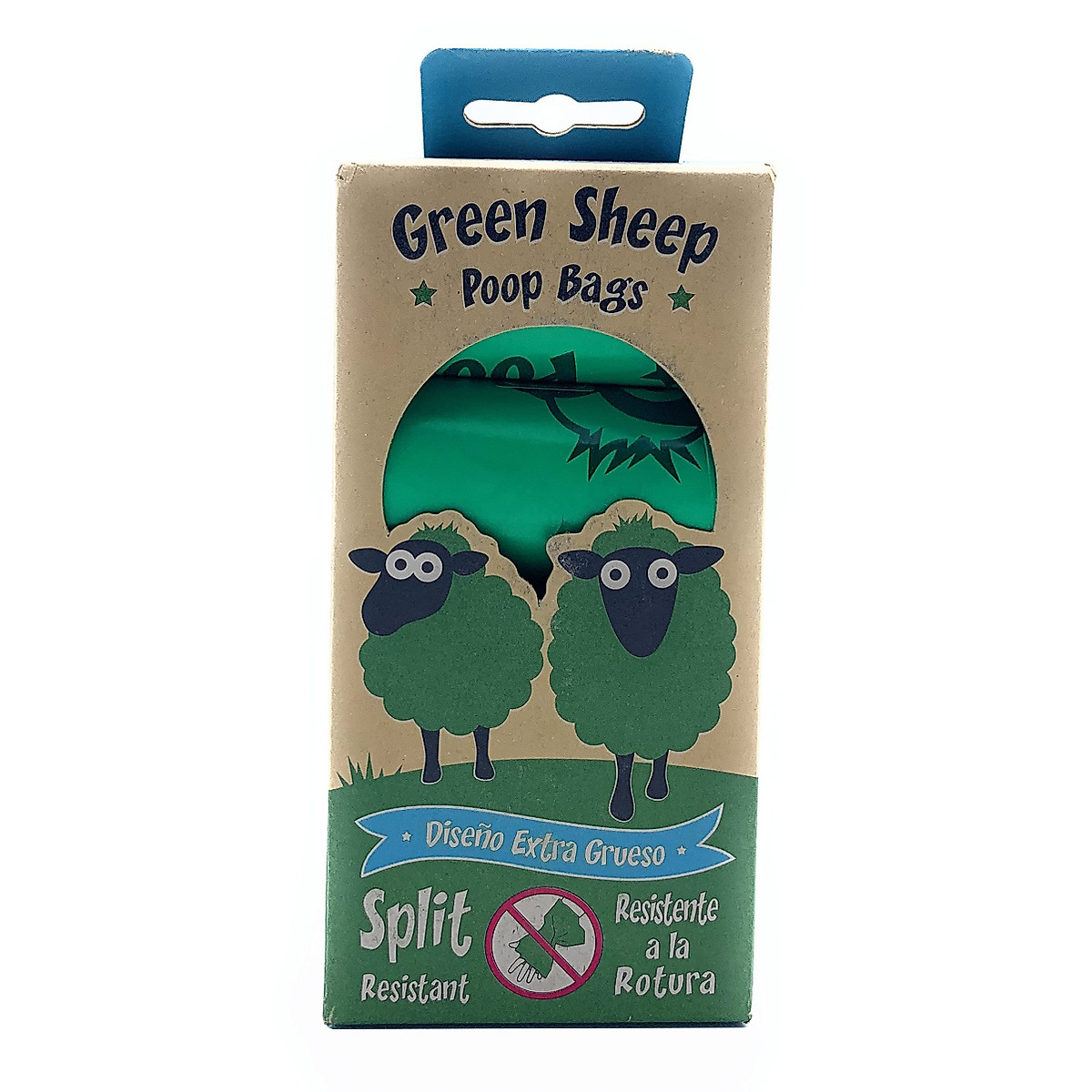 DB Green Sheep Biodegradable Dog Poop Bags, Extra Thick, Extra Strong, Split-resistant Leak-Proof Poop Bags for Dogs, 15 Doggy Bags per Roll, 8 Rolls per Box, Each Dog Poop Bag Measures 9 x 12.5 inch