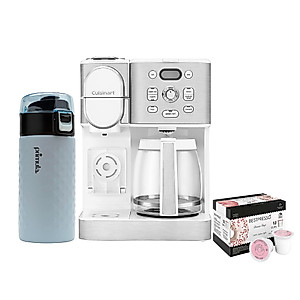 Cuisinart SS-16W Stainless Steel Coffee Maker (White) - 25% Faster Brewing, Combo Coffee Center for Rich Coffee Bundle with Stainless Steel Tumbler, and Medium Roast Single-Serve K-Cup Pods (3 Items)