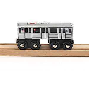 MUNI PALS Munipals New York City Subway Wooden Railway (A Division/IRT) 3 Train/7 Avenue Express–Child Safe and Tested Wood Toy Train