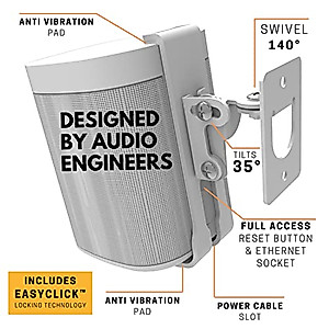 ONE, ONE SL, Play:1 Wall Mount Bracket - White - Compatible with SONOS ONE, ONESL & Play:1