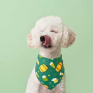 St Patrick Dog Bandana, Holiday Lucky Clover Cat Bib for Large Medium Small Puppies Pets