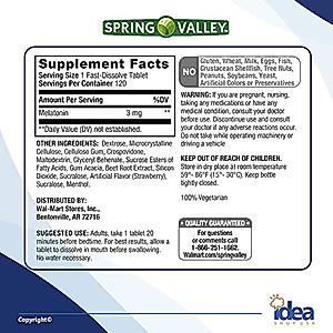 Melatonin Fast Dissolve Tablets, Sleep Support by Spring Valley, 3 mg, 120 Ct (2 Pack) Bundle with Exclusive "Have a Great Sleep" - Better Idea Guide (3 Items)