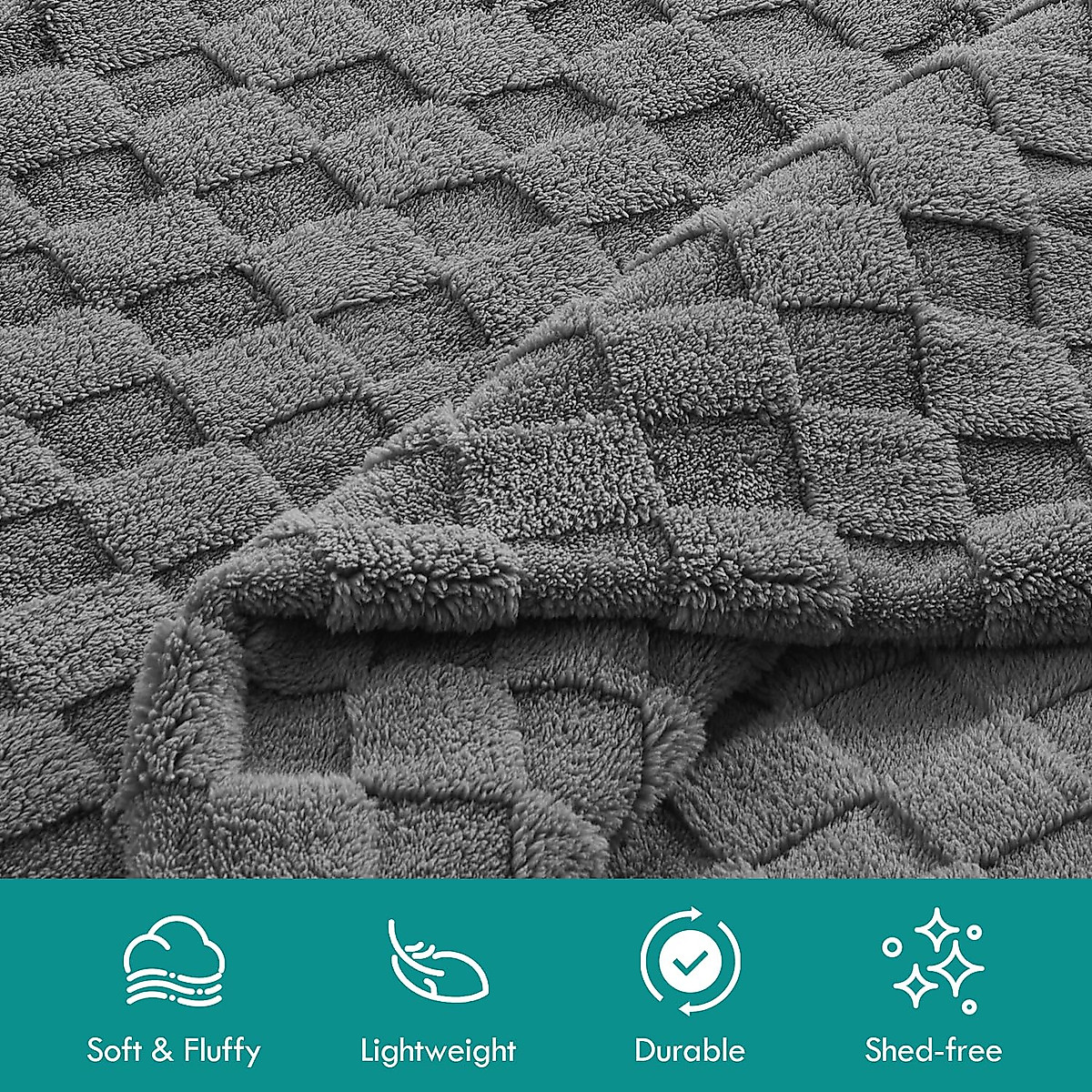 Kaisa Twin Blankets Throw 60"x80", Ultra Soft Cozy Bed Blankets for Couch Sofa Bed, 3D Checkered Blankets for Home Decor, Breathable Warm Lightweight Fall Blankets, Gifts for Girl Woman, Gray