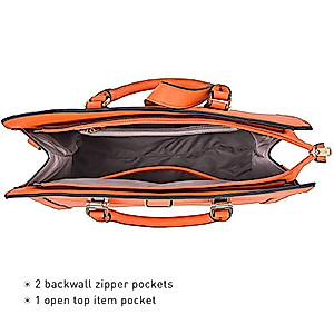 Women's Handbag Flap-over Belt Shoulder Bag Top Handle Tote Satchel Purse Work Bag w/Matching Wristlet (Orange)