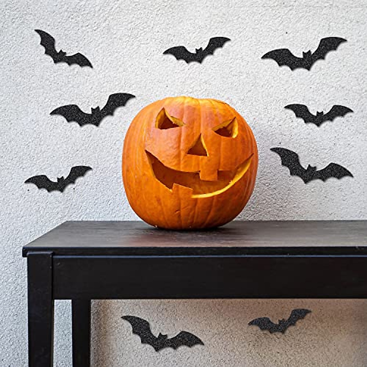 AIEX 20pcs Halloween Bat Stickers, with Glue Points Glitter Felt Cloth Bat Decor Halloween Bat Decorations for Room Home Indoor Wall Halloween Party (2 Sizes)