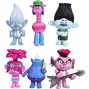 6 Pcs Trolls Toys for Girls,2.5-3.2 inch Troll Dolls-Troll Action Figure Toys-Mini Figure Collection Playset