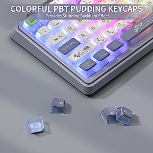 KZZI K75 PRO RGB 75% Wireless Gasket Mechanical Keyboard, Triple Mode BT 5.0/2.4G/USB-C 82 Keys Hot Swappable Gaming Keyboard w/Knob & Power Display, Custom Linear Switches, Purple Gray