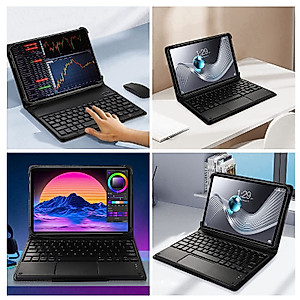 ciciglow 10.1 Inch FHD Tablet, 6GB RAM, 128GB ROM, Octa Core, Dual Camera, 5G WiFi, 4G LTE, Office Tablet with Keyboard and Case (US Plug)