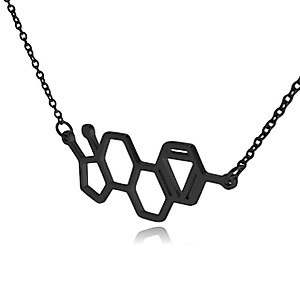Clayton Jewelry Labs - Estrogen Molecule Stainless Steel Necklace (Black)