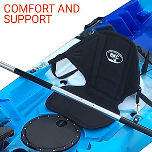 BKC UH-KS222 Universal Sit-On-Top Soft Padded Kayak Seat and Backrest with Water Bottle Pouch for Fishing/Kayaking/Rafting/Canoeing by Brooklyn Kayak Company (1 pack)