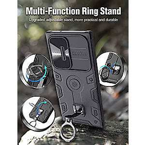 Nillkin for Samsung Galaxy S23 Ultra Case with Slide Camera Cover & Upgraded Kickstand, Mil-Grade Shockproof S23 Ultra Phone Case for Galaxy S23 Ultra Cases 6.8 Inch Black