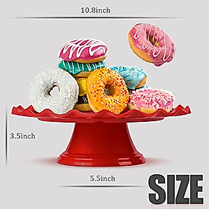 XMNFLY 10.8 Inch Floral Border Cake Stand, Melamine Display Stand,Cupcake Stand for Birthday Parties, Weddings, Baby Shower,Anniversary and Other Events, Red