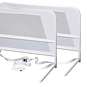 KidCo Double Pack Mesh and Steel Telescopic Toddler Child Bed Rail Guard 39 Inches Long for Twin, Double, Full Size Queen, and King Mattress, White