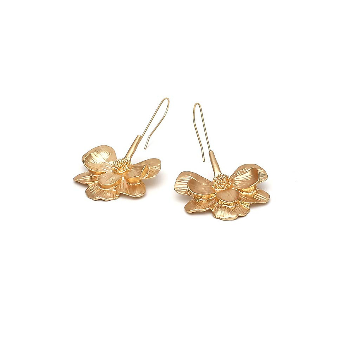 LM.aoruiz Ginkgo Leaf Earrings - 14K Gold Plated Flower Earrings for Women - Vintage Big Earrings Hypoallergenic - Irregular Shape Dangle Earrings Gift - statement Earrings