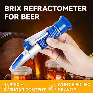 NEEBETEK Brix Refractometer with ATC,Wort Specific Gravity Tester,Portable Sugar Content Hydrometer for Wine Making and Beer Brewing, Homebrew Kit