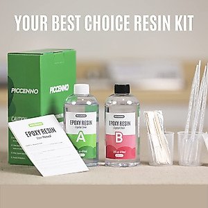 32OZ Epoxy Resin Kit, Crystal Clear Epoxy Resin Including 16OZ Resin and 16OZ Hardener, Bubbles Free Table Top Casting Resin for DIY Art, Jewelry, Crafts, Coating