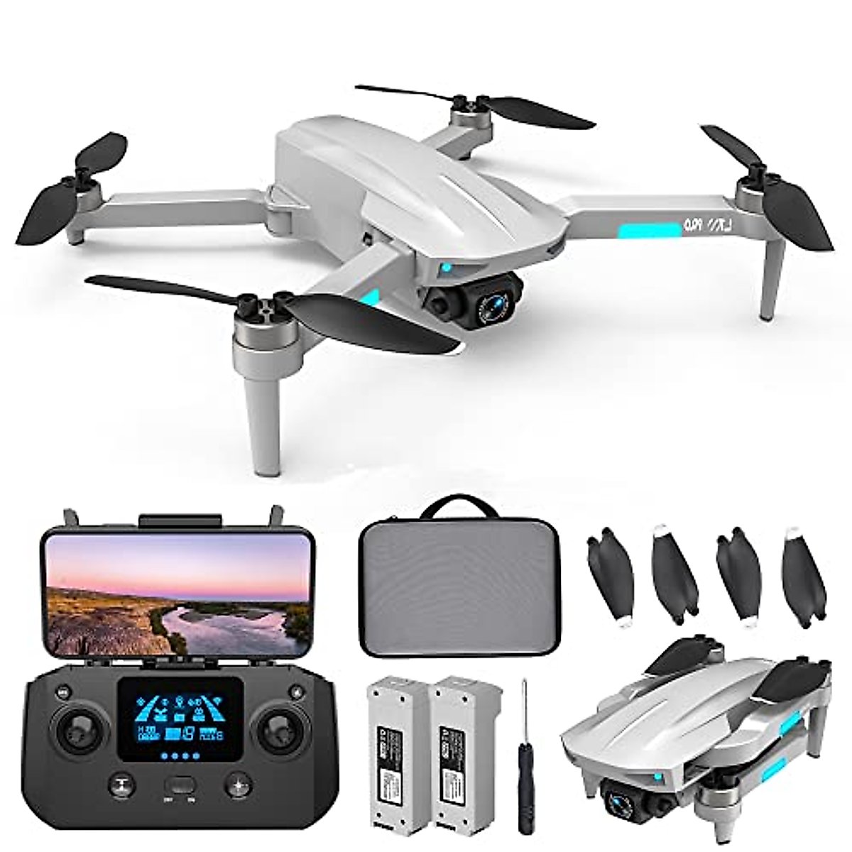 HHD Drones with Camera for Adults 4k, Easy GPS Quadcopter for Beginner with 40 mins Flight Time, 5G FPV Transmission, Auto Return Home, Follow Me，2 Batteries