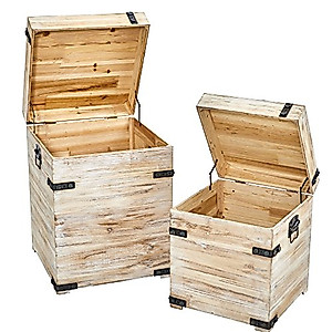 Nearly Natural 7028-S2 White Wash Storage Boxes/Trunks (Set of 2)