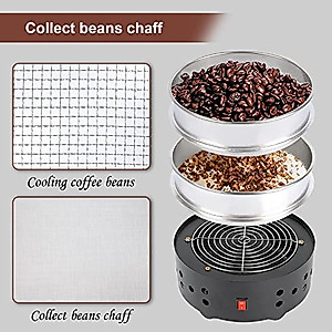 WISSXOER Coffee Bean cooler Electric Coffee Roasting Cooling Machine High Capacity 500G Double layer Collect Coffee Chaff (500g Black)