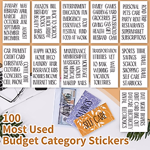 100 Cash Envelope Sticker Labels - Black Vinyl Decals for Finance Planner, Budget Stickers for Cash Envelope System Wallet & A6 Binder, Clear Labels Money Sticker for Budget Envelopes Coupon Organizer