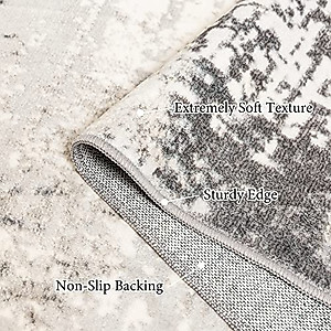 Art&Tuft Washable Rug, Anti-Slip Backing Abstract Area Rug 5x7, Stain Resistant Rugs for Living Room, Foldable Machine Washable Area Rug (TPR22-Green/Grey, 5'x7')