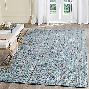 SAFAVIEH Abstract Collection Area Rug - 6' x 9', Ivory & Beige, Handmade Wool & Viscose, Ideal for High Traffic Areas in Living Room, Bedroom (ABT141D)