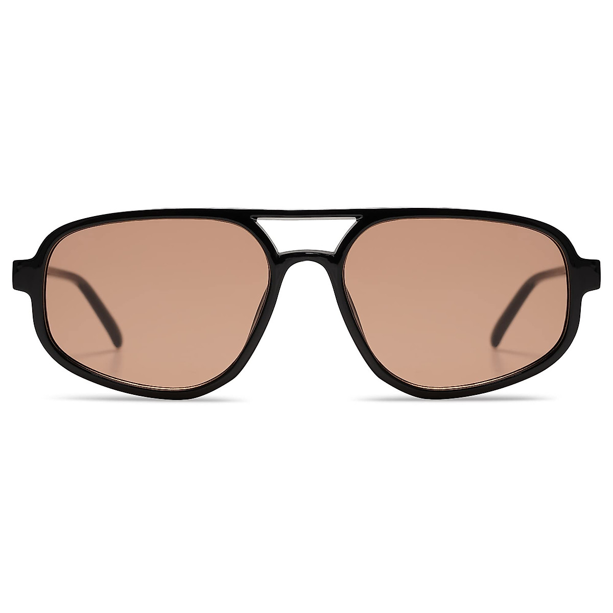 SOJOS Aviator Sunglasses for Women & Men, Retro, Double Bridge, Trendy lightweight, 90s Shades (SJ2247, Black Brown)