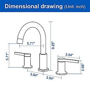 SHAMANDA Bathroom Vanity Sink Faucet 3 Holes, Mordern 2 Handle 8 Inch Widespread Bathroom Lavatory Basin Taps Brass, Valve and cUPC Water Supply Hoses Included, Matte Black, LB106-7