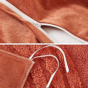 Oli Anderson Fluffy Duvet Cover Set, Faux Fur Rainbow Tufted Duvet Covers Queen Size, 3 Pieces Ultra Soft Warm Plush Comforter Cover Set, Orange (1 Duvet Cover + 2 Pillowcases)