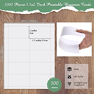 Outus 3000 Pcs Blank Printable Business Cards 180 GSM White Mini Note Index Perforated Card Stock Compatible with Laser and Inkjet Printer Double Sided Printing Matte White Paper 10 Cards, 2" x 3.5"