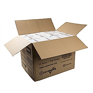 AmerCare 7.75 Inch Giant White with Red Stripes Paper Wrapped Straws, Case of 7200