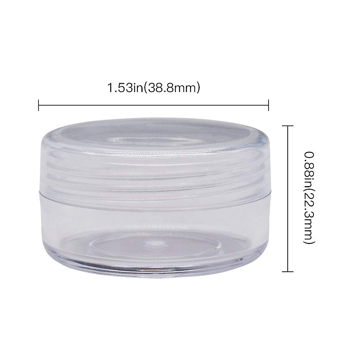 Healthcom New, Empty, Clear, 10 Gram Plastic Pot Jars, Cosmetic Containers for Eyshadow Makeup Nail Powder(100 Pcs) by Healthcom