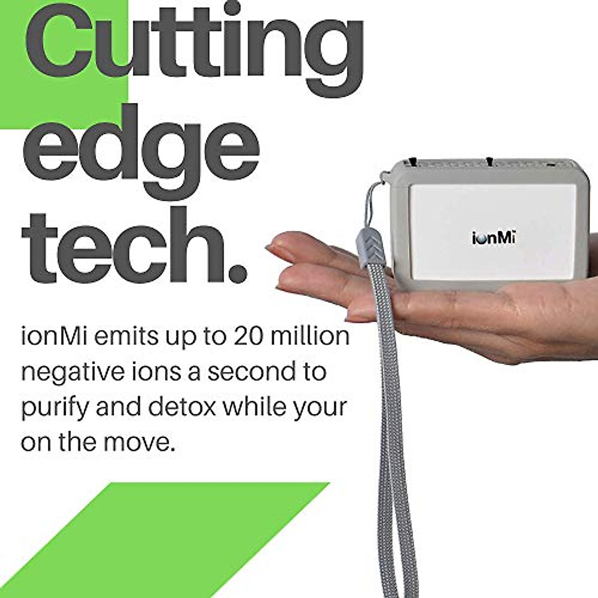 IonPacific ionMi, 2-1 Stationary & Wearable Negative Ionizer Travel Purifier with Highest Output - Up to 20 Million Negative Ions/Sec, USB Rechargeable, Eliminates: Pollutants, Allergens, Mold, Germs