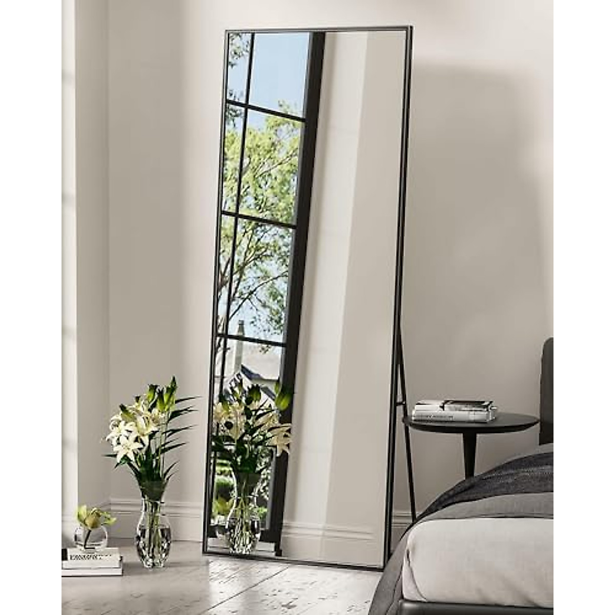 YSSOA Full Length Mirror 65" x22, Floor Mirror, Standing Mirror, Leaning Mirror, Full Body Mirror, Large Mirror, Bedroom Mirror with Aluminum Frame, Black