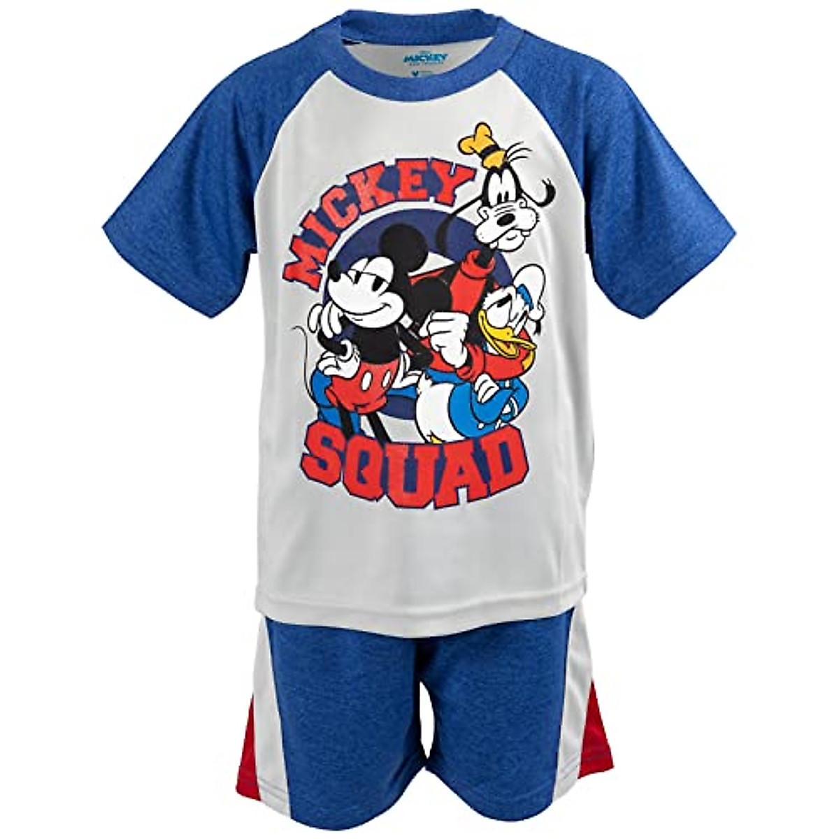 Disney Mickey Mouse Donald Duck Goofy Toddler Boys Graphic T-Shirt Tank Top and Shorts 3 Piece Set Blue/Gray/Red 2T