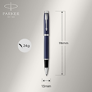 PARKER IM Rollerball Pen, Matte Blue with Fine Point Black Ink Refill (1931661)