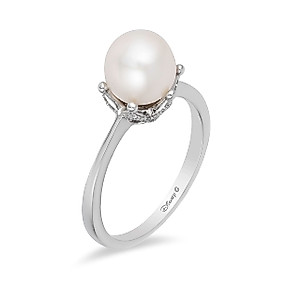 Jewelili Enchanted Disney Fine Jewelry Sterling Silver 1/10 Cttw Diamond Ariel Disney Ring Size 9