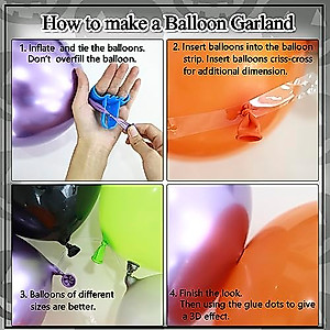 INFLORAL Play Balloon Garland Kit with 164 PCS Black Sliver Green Metallic Purple Orange Balloons and Pumpkin Balloon Garland Kit for Party Decorations