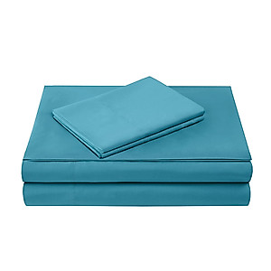 Comfort Spaces Microfiber Bed Sheets Set 14" Deep Pocket, Wrinkle Resistant, All Around Elastic - Year-Round Cozy Bedding Sheet, Matching Pillow Cases, Twin, Teal 4 Piece