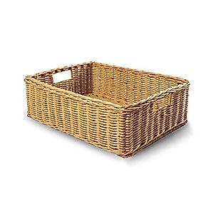 The Basket Lady Under The Bed/Basic Wicker Storage Basket, Medium, 20 in L x 14.5 in W x 6 in H, Sandstone