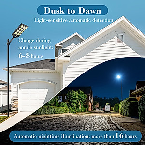 OKPRO 6000W Solar Street Lights Outdoor - 7000K Solar Lights Outdoor Waterproof Dusk to Dawn, Commercial Solar Parking Lot Lights with Motion Sensor, Solar Powered LED Street Light for Yard, Outside