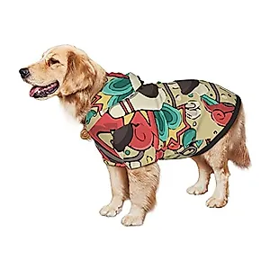 Large Dog Hoodie Bowling-Doodle-Bowl-Pattern Pet Clothes Sweater with Hat Soft Cat Outfit Coat Xx-Large
