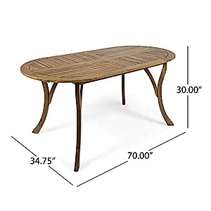 Christopher Knight Home Baia Outdoor 70" Oval Acacia Wood Dining Table, Teak